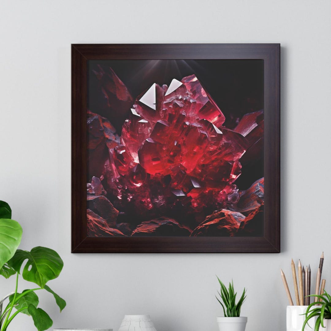 Luxury Red Crystals Wall Hanging Decor, Ruby Framed Wall Art Elegant ...