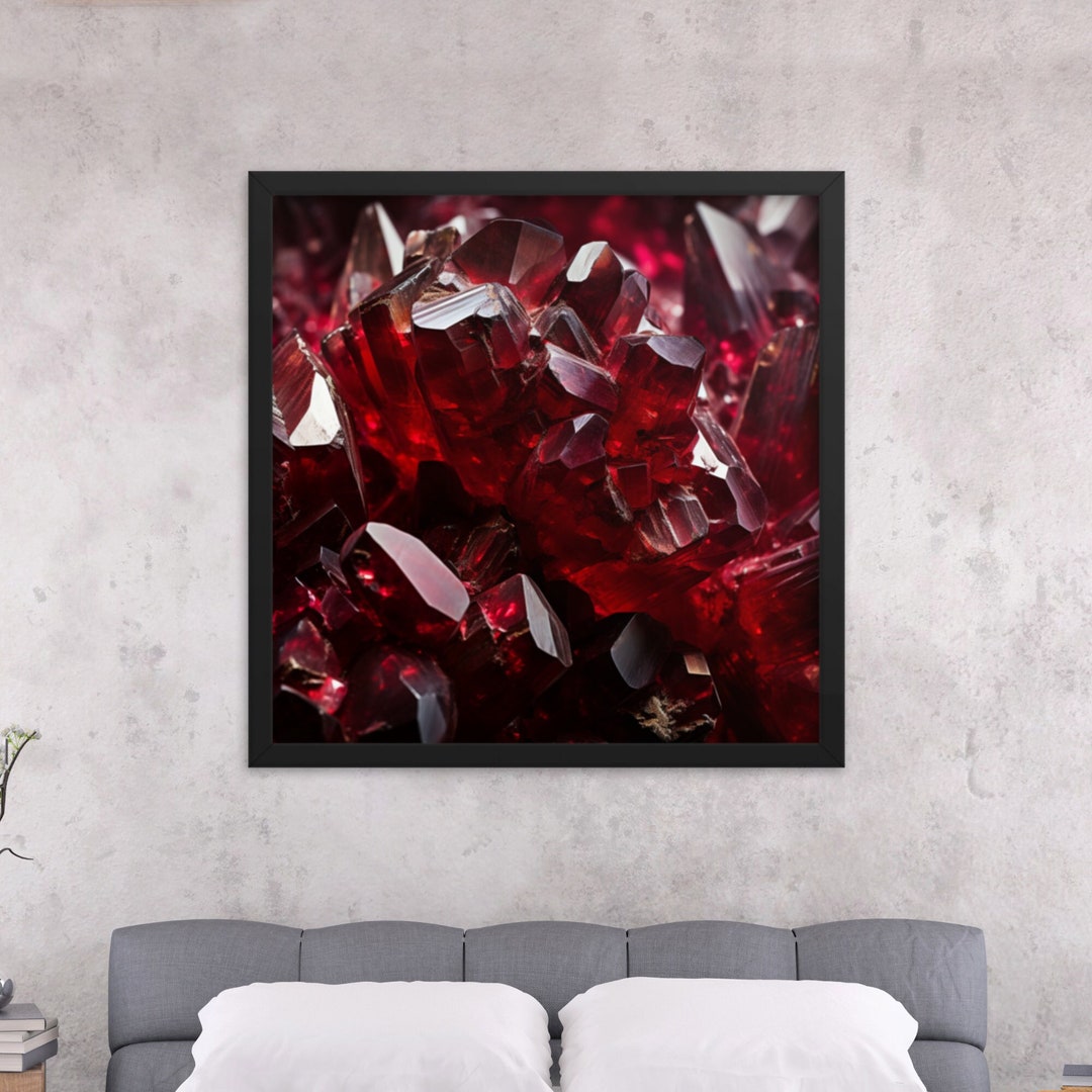Luxury Ruby Wall Art Decor, Elegant Gemstone Wall Hanging Art, Above ...