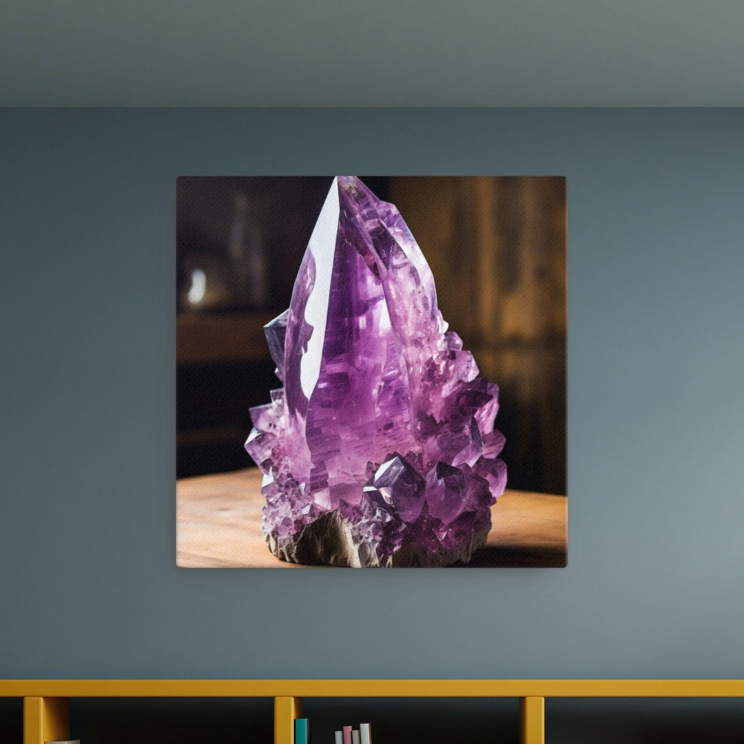 Crystal Amethyst Wall Art, Crystal Home Decor Canvas Wall Art, Amethyst ...