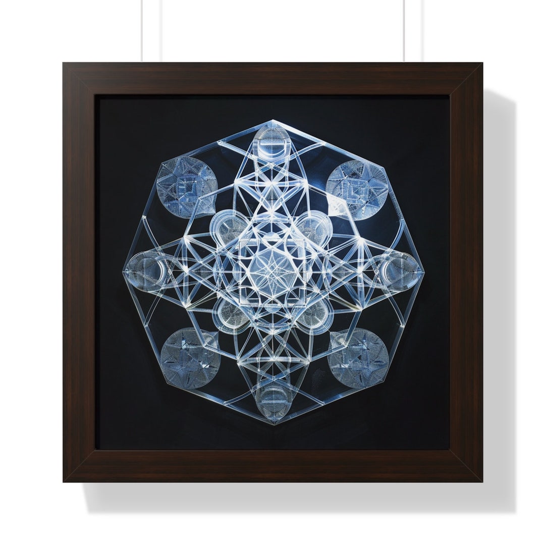Blue Arch Angel Metatron Cube Framed Wall Art, Living Room Spiritual ...