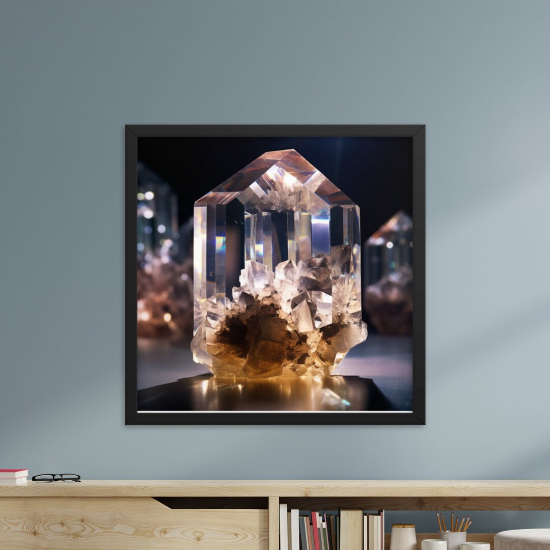Large Quartz Crystal Framed Wall Art, Clear Quartz Crystal Framed Wall ...