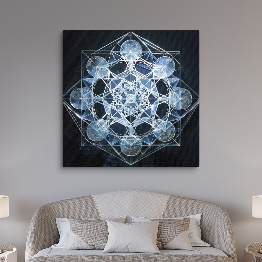 Blue Arch Angel Metatron Cube Wall Hanging Art Decor, Above Bed ...