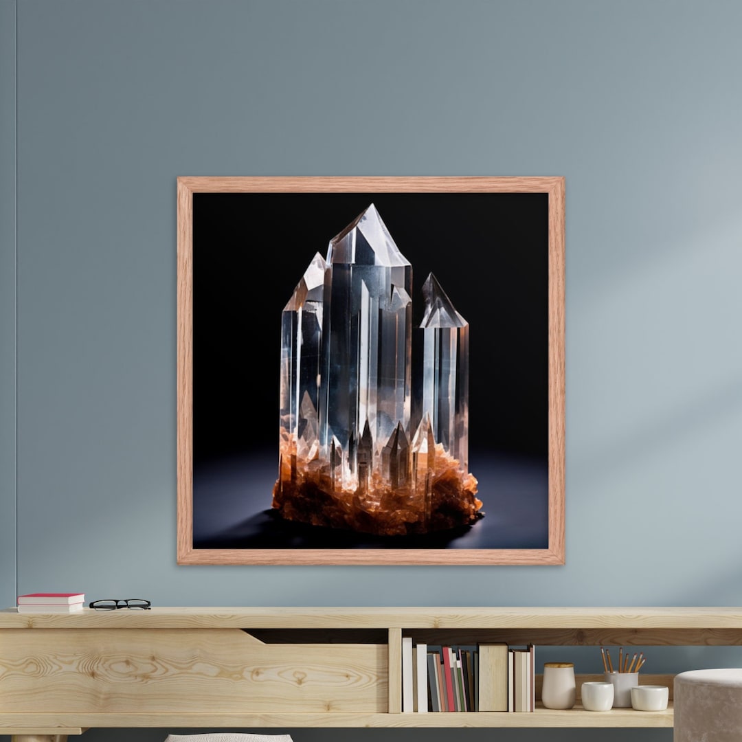 Quartz Crystal Wall Art, Rocks and Minerals Framed Wall Art, Crystal ...