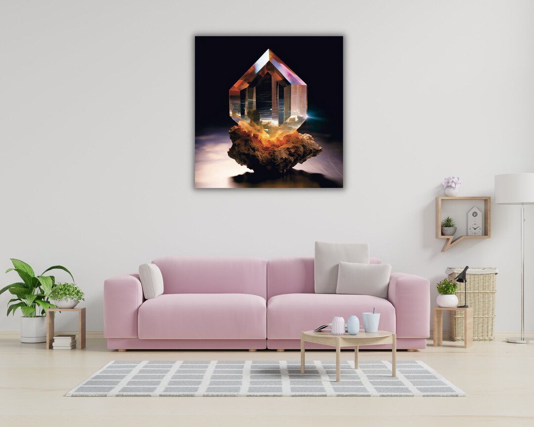 Diamond Crystal Wall Hanging Canvas Decor, Chunky Gemstone Above Couch ...
