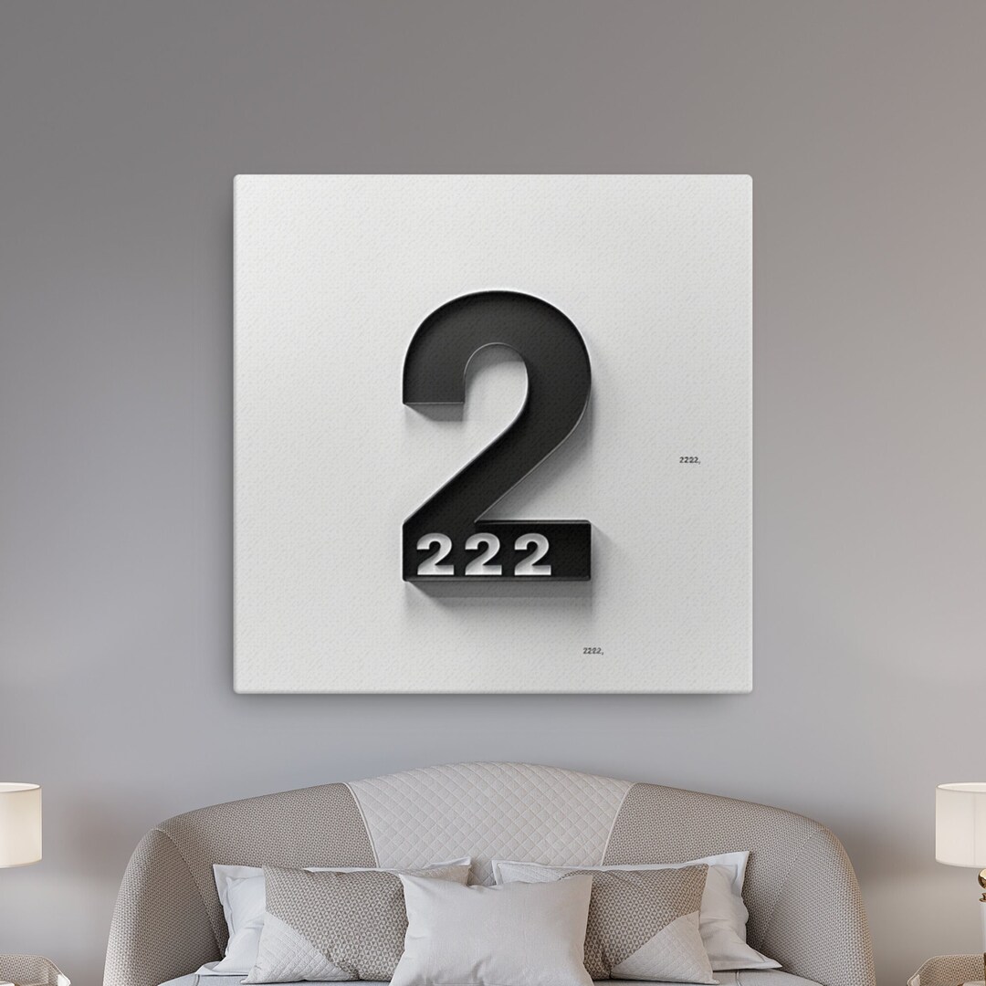 222 Angel Numbers Canvas Art, Spiritual Protection Wall Hanging Decor ...