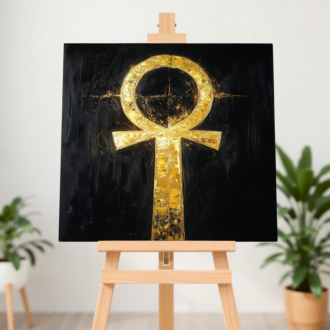 Ankh Symbol Canvas Wall Art, Symbol of Life Wall Decor, Ankh Cross ...