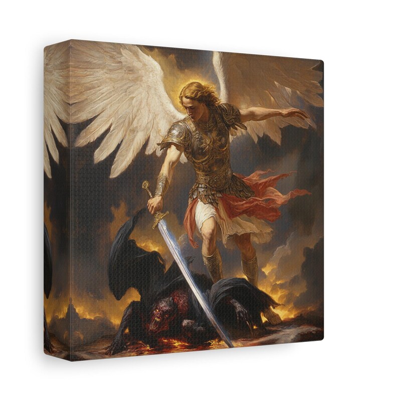 Archangel Michael Beat the Devil Canvas Wall Art, Office Angel ...