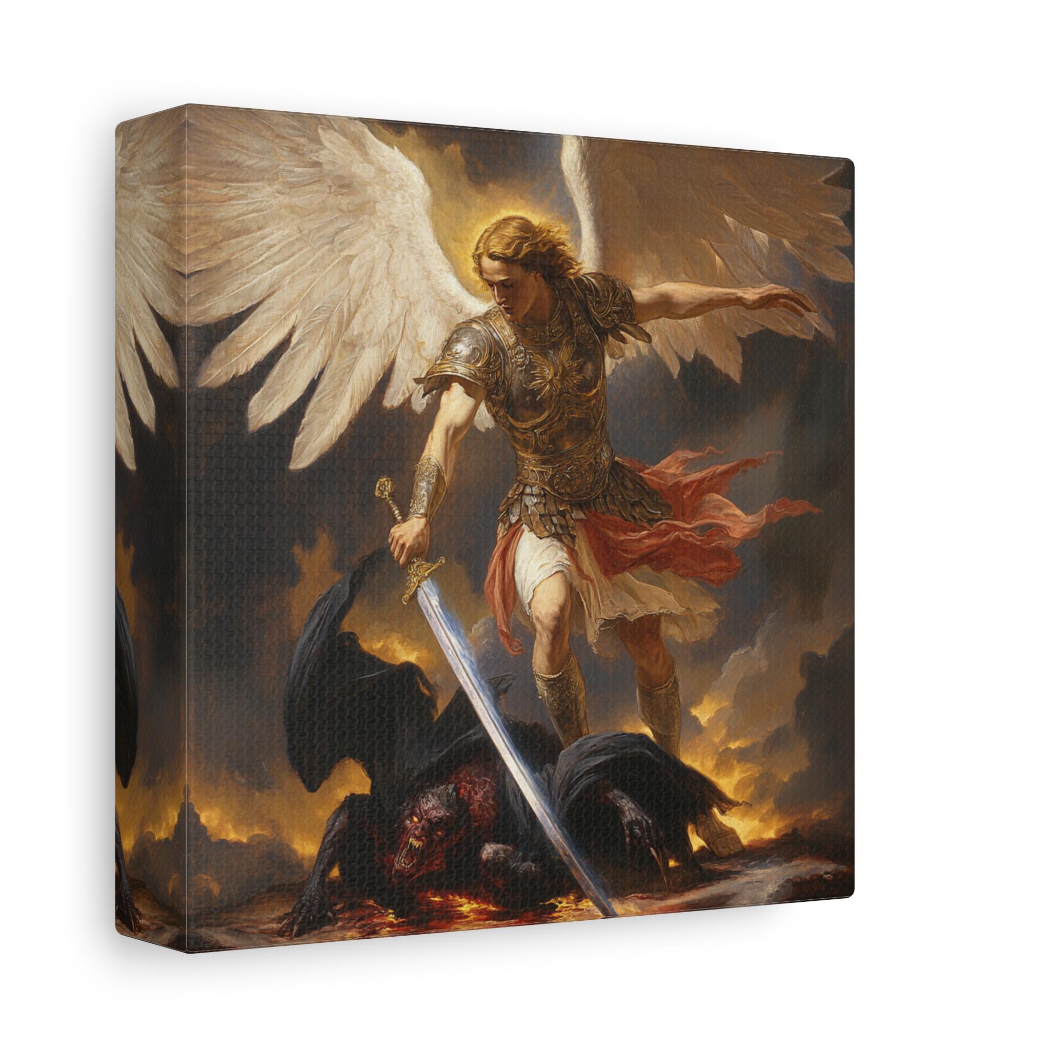 Archangel Michael Beat the Devil Canvas Wall Art, Office Angel ...
