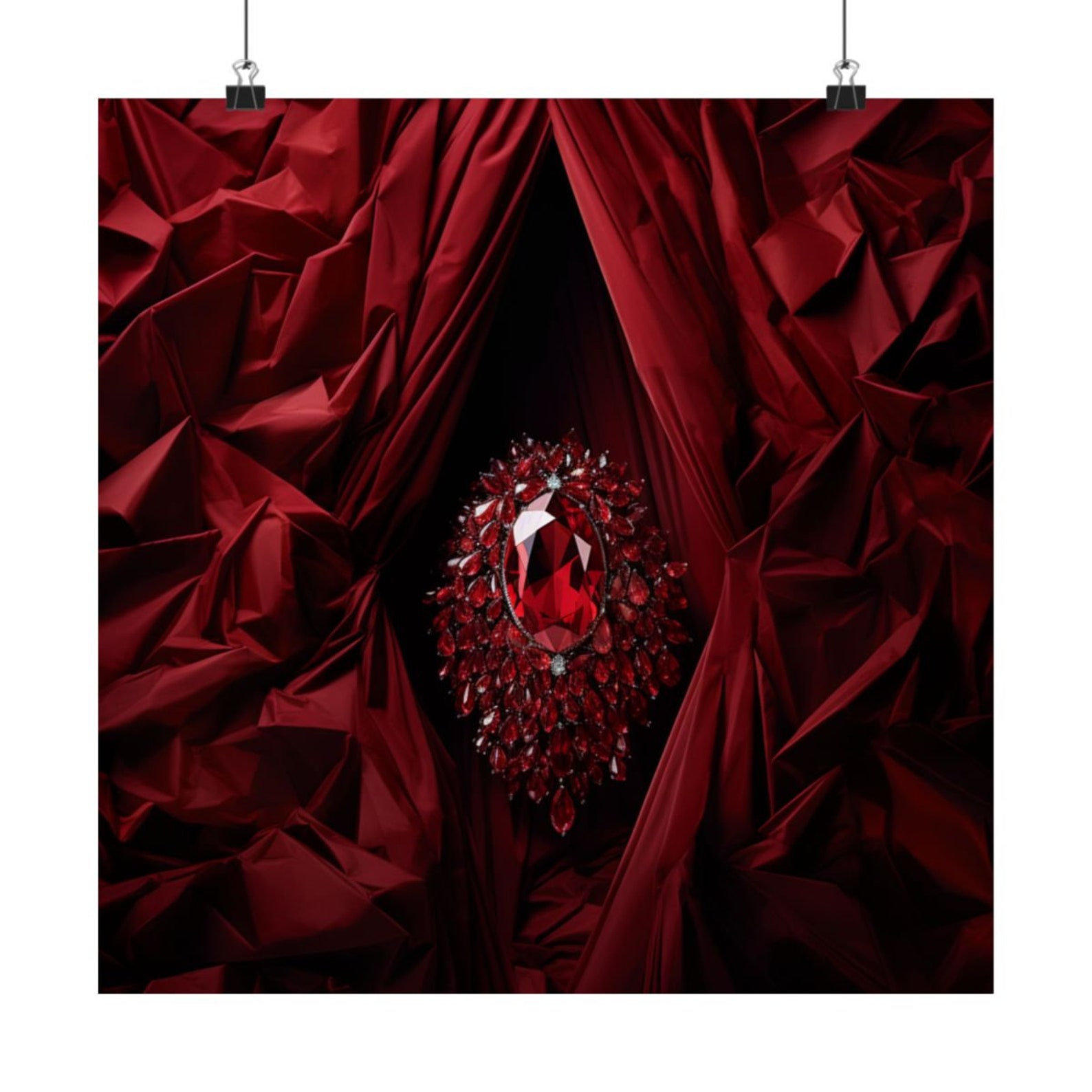 Red Crystal Canvas Wall Art, Ruby Crystal Wall Art, Gemstone Wall Art ...