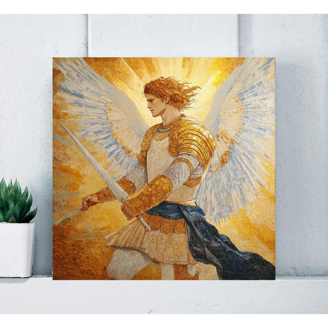 Archangel Michael Canvas Wall Art, Office Angel Protector Decor ...