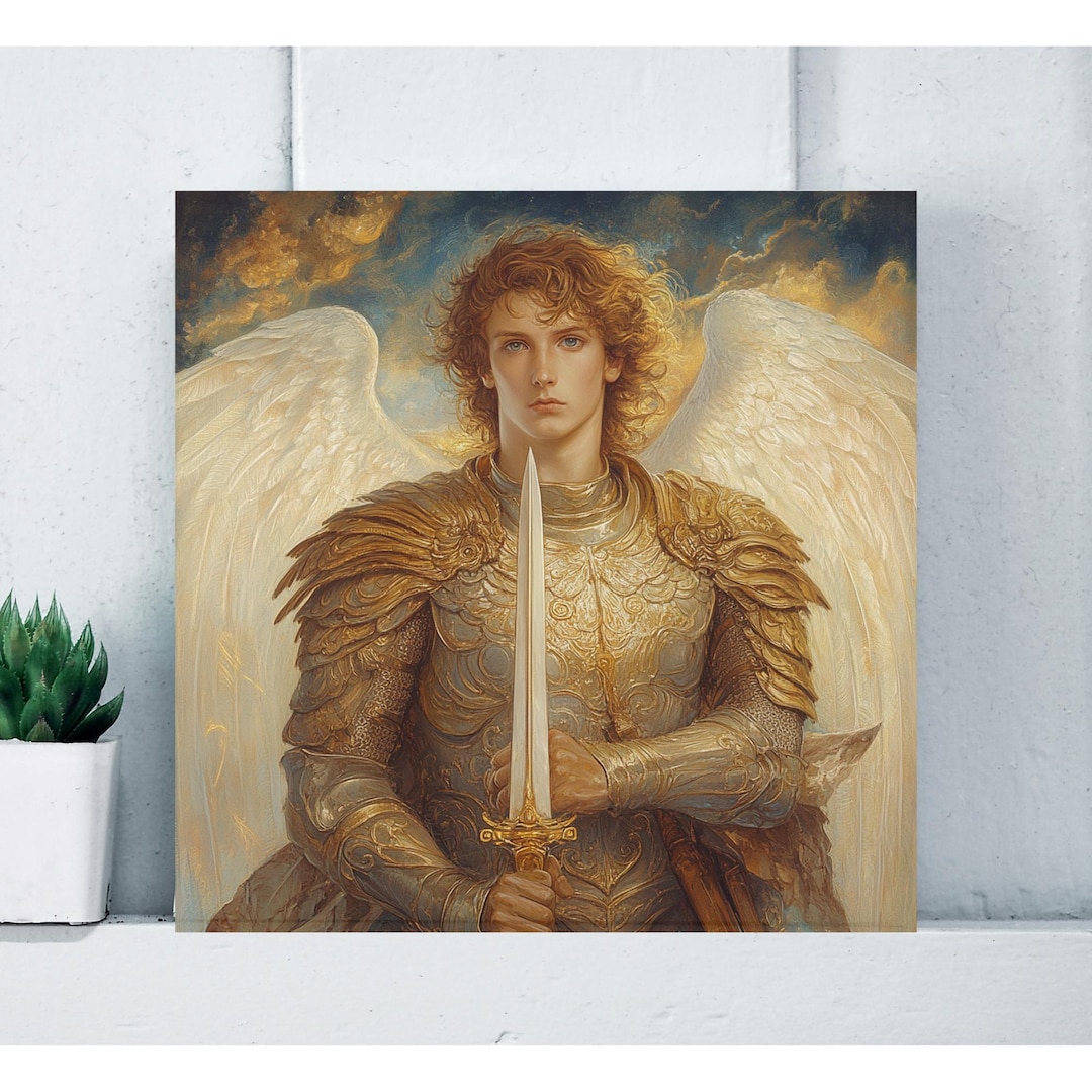 Archangel Michael Canvas Wall Art, Office Angel Protector Decor ...