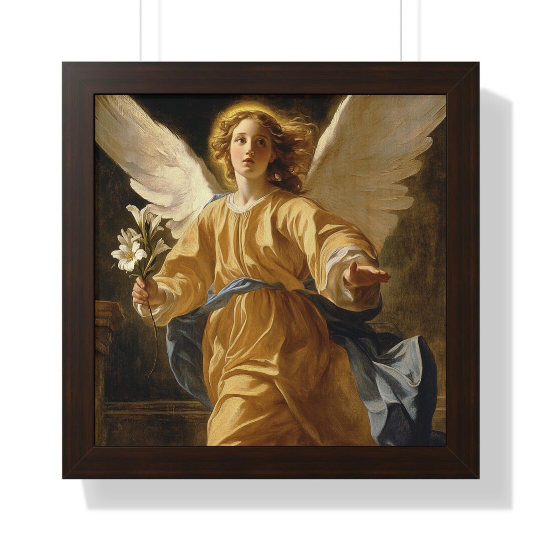 Archangel Gabriel Painting Framed Square Poster, Religious Art Wall ...