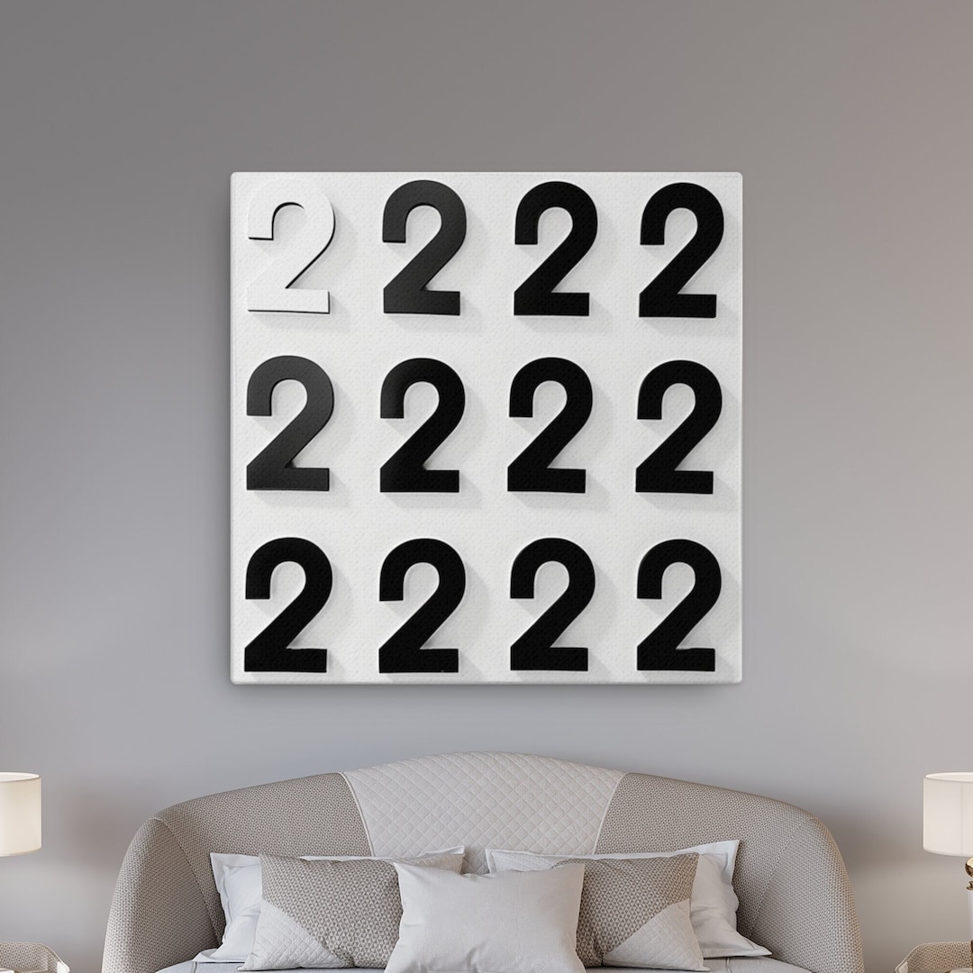 222 Angel Numbers Canvas Wall Art, Spiritual Protection Wall Hanging ...