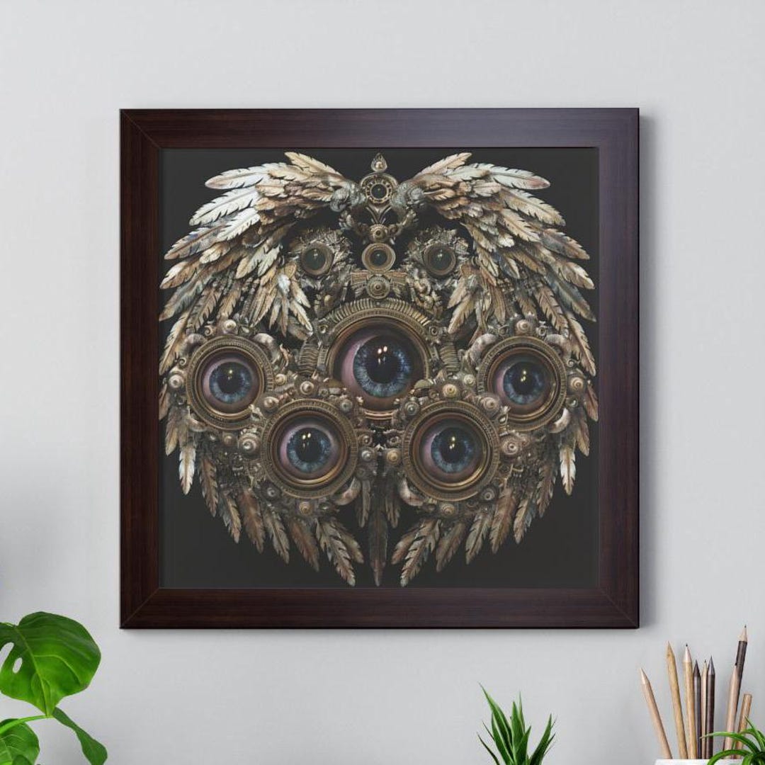 Biblically Accurate Angel Art Wall Framed Art Decor, Angel Wings Above ...
