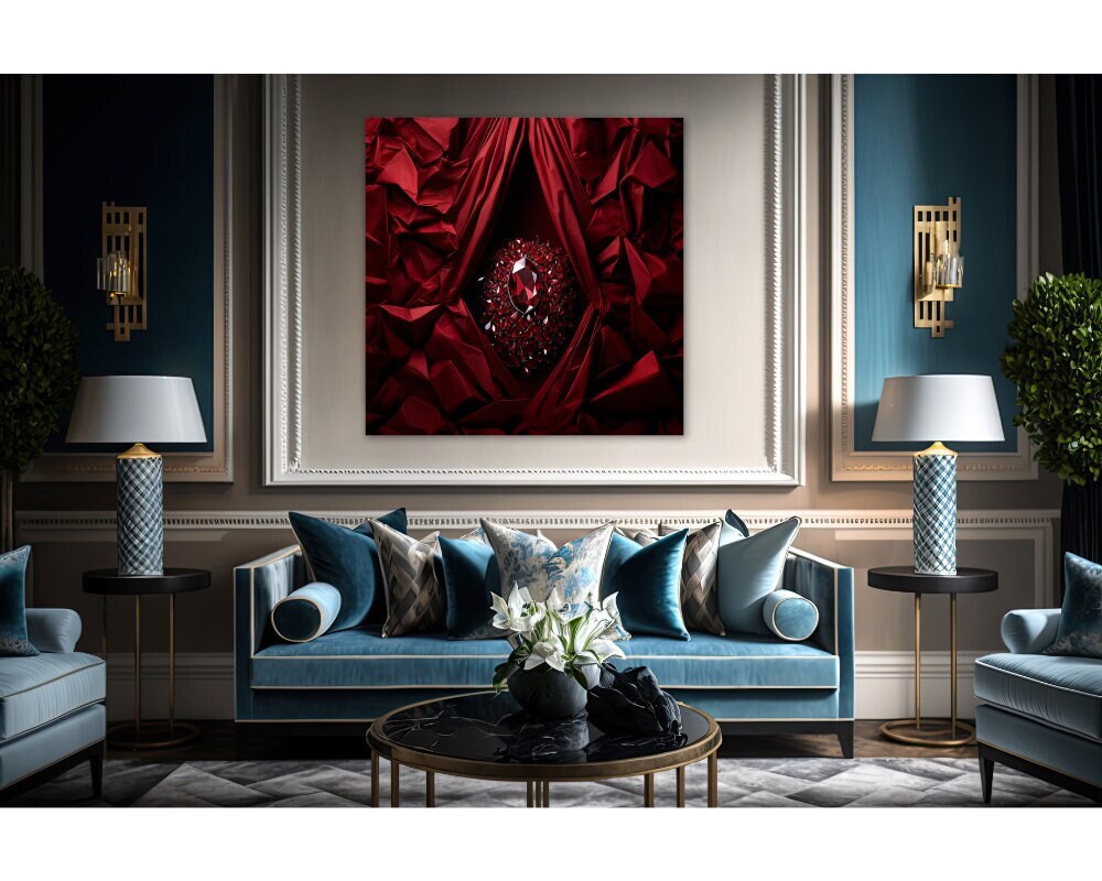 Dark Red Luxury Crystal Canvas Wall Art, Ruby Wall Art, Ruby Gemstone ...