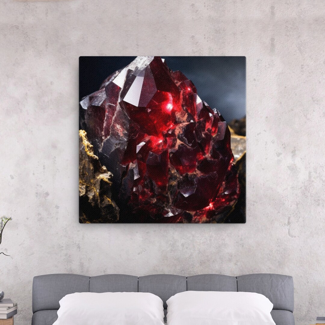Red Crystal Framed Wall Art Decor Luxury Garnet Living Room Wall ...