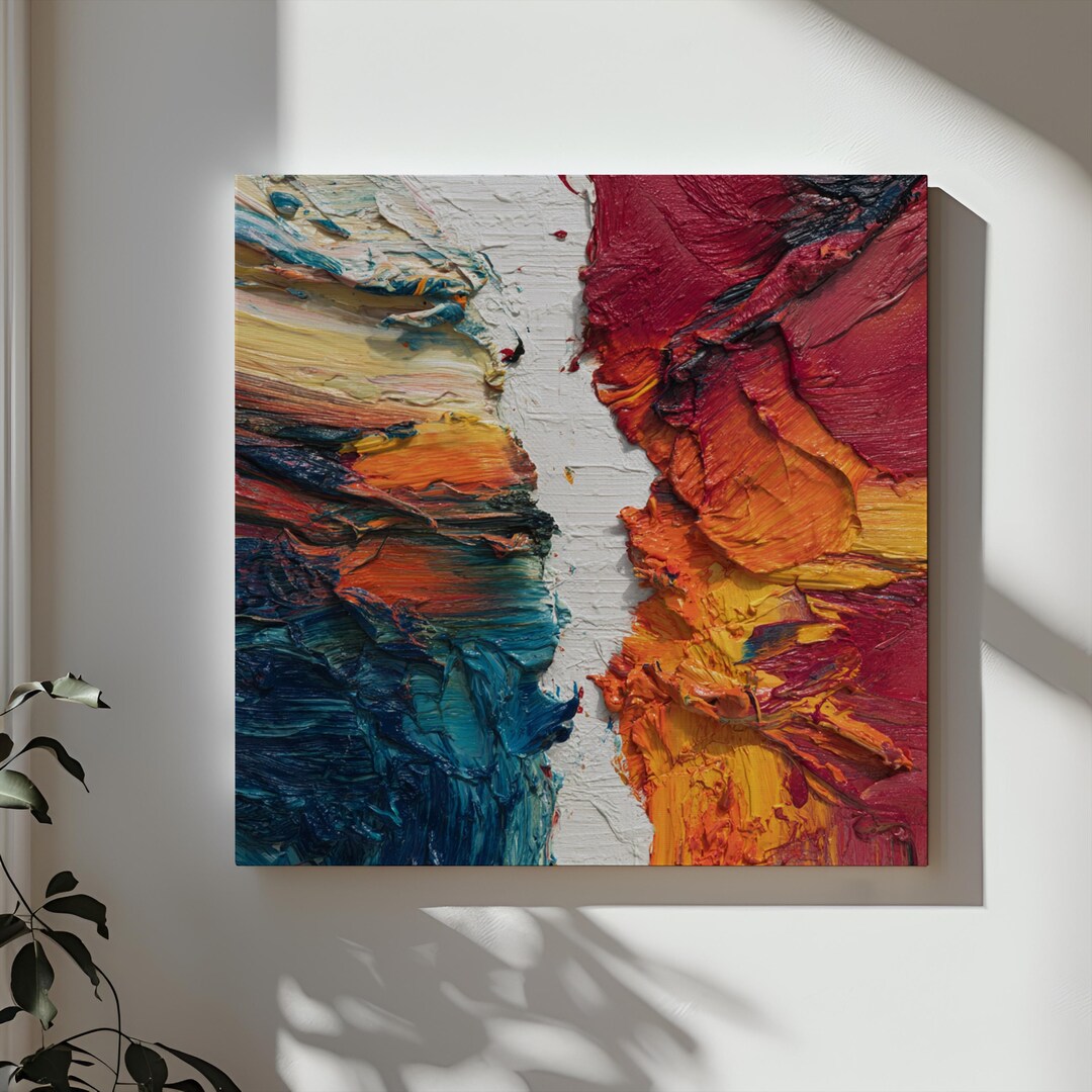 Abstract Paint Mix Art Canvas Print, Modern Colorful Wall Decor, Living ...