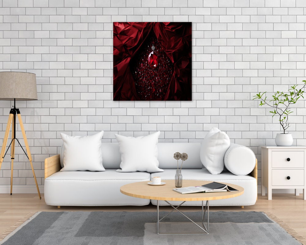 Red Stone Art, Ruby Crystal Wall Art, Canvas Wall Art, Ruby Gemstone ...