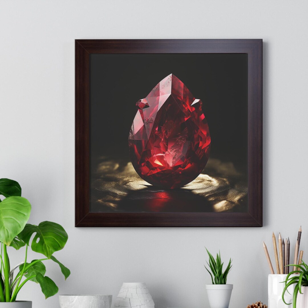 Elegant Framed Teardrop Crystal Wall Art Decor, Luxury Ruby Wall ...