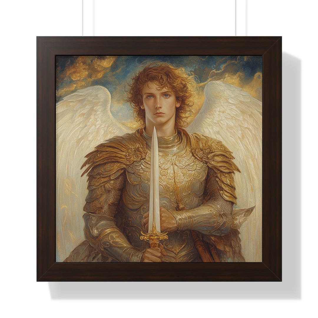 Archangel Michael the Protector Framed Wall Art, Office Angel Decor ...