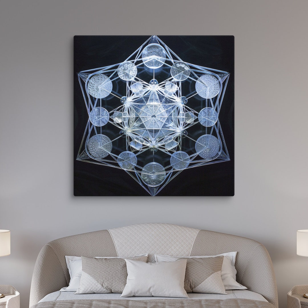 Blue Arch Angel Canvas Metatron Cube Wall Hanging Decor, Spiritual ...