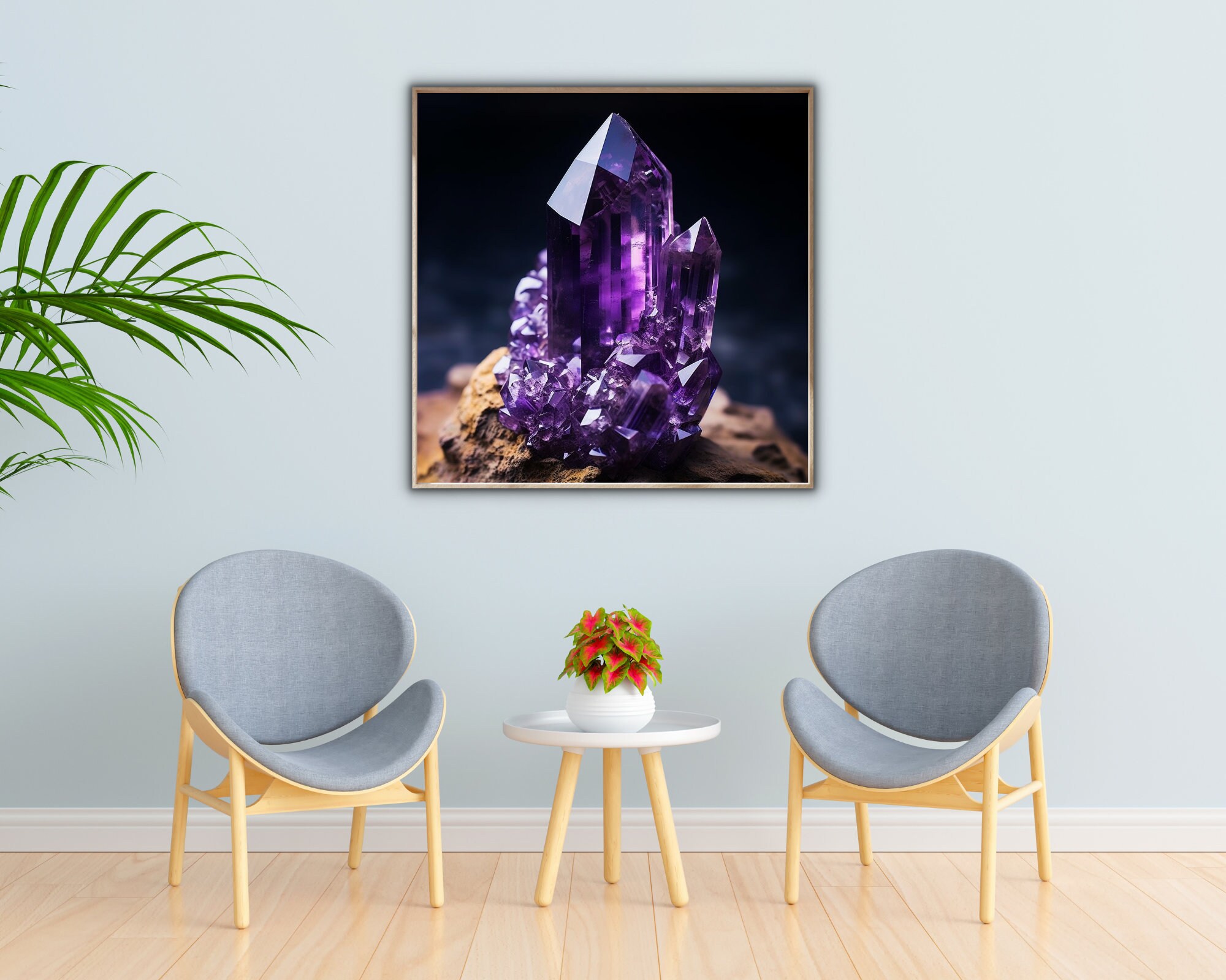 Large Purple Crystal Framed Wall Hanging Art Decor Elegant Amethyst ...