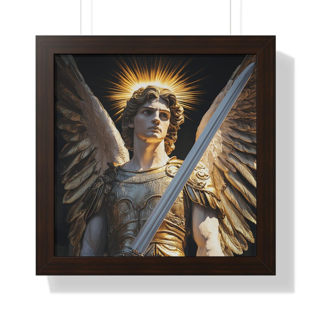 Archangel Michael the Protector Framed Wall Art, Office Angel Decor ...