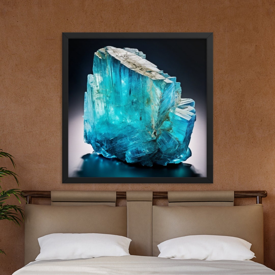 Luxury Aquamarine Frame Wall Art Big Blue Crystal Wall Hanging Art ...
