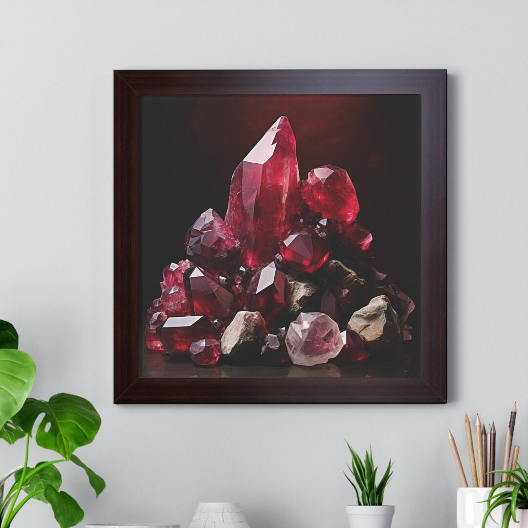 Elegant Red Garnet Crystals Wall Hanging Decor, Luxury Gemstone Wall ...