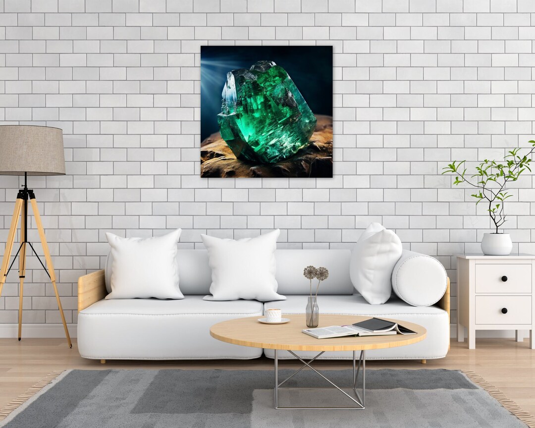 Elegant Crystal Wall Art Canvas, Emerald Wall Hanging Decor, Luxury ...