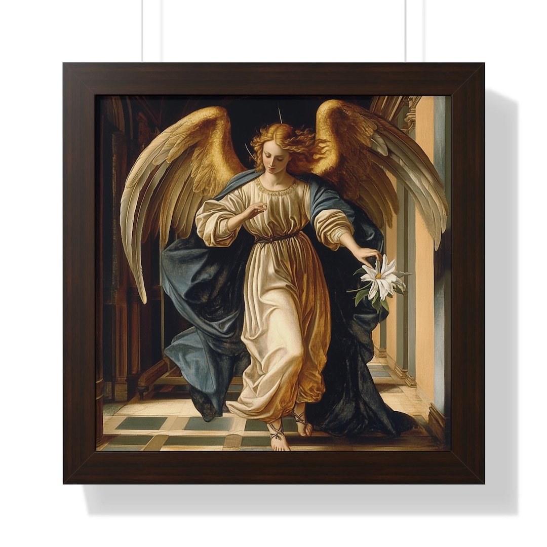 Archangel Gabriel Painting Framed Square Poster, Religious Art Wall ...