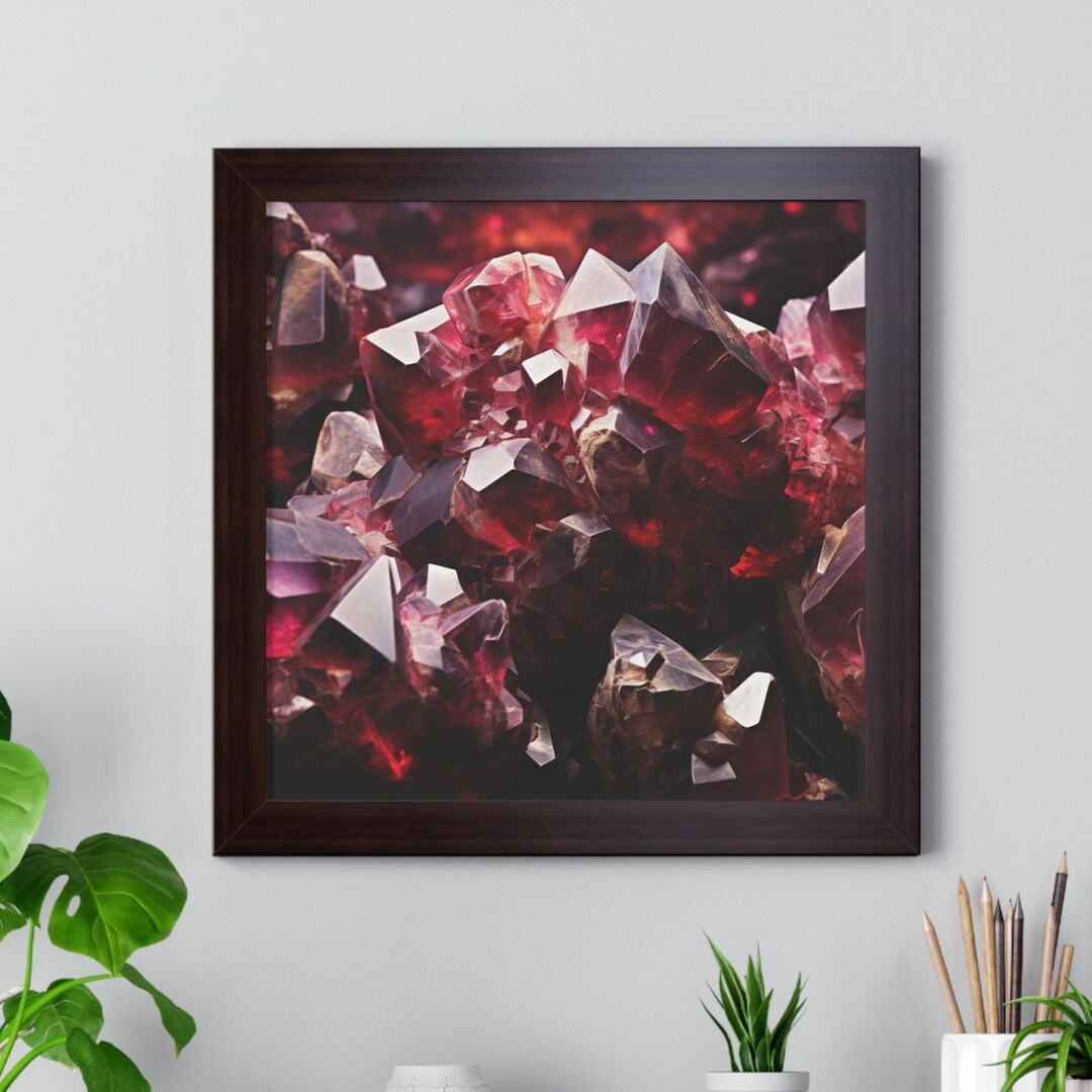 Red Crystals Framed Wall Art Decor, Luxury Ruby Wall Hanging Decor ...