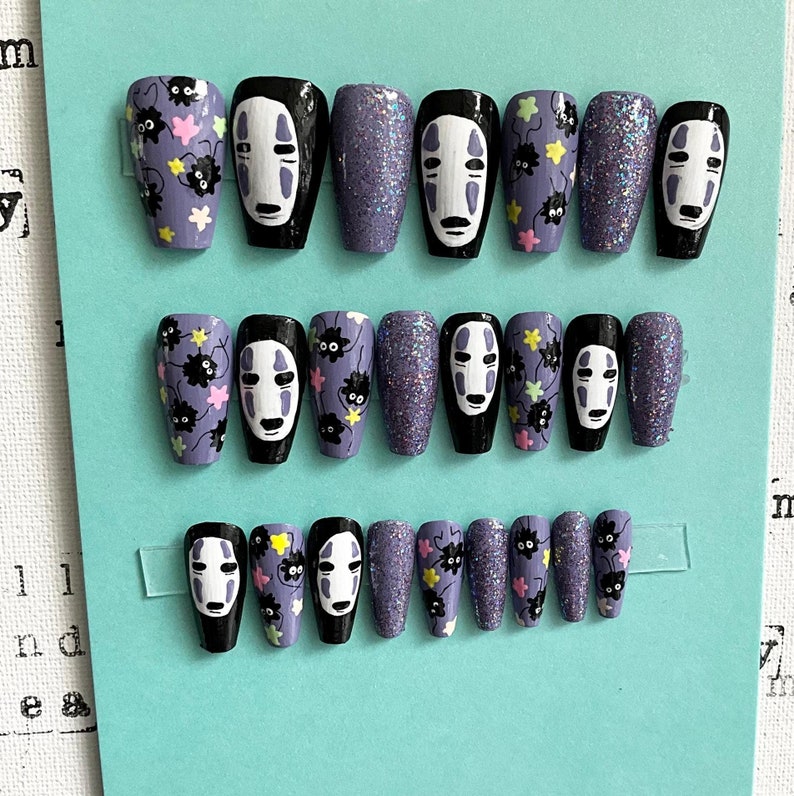 Soot Sprites & No Face: Hand Painted Press on Nail Set (24pc) - Etsy