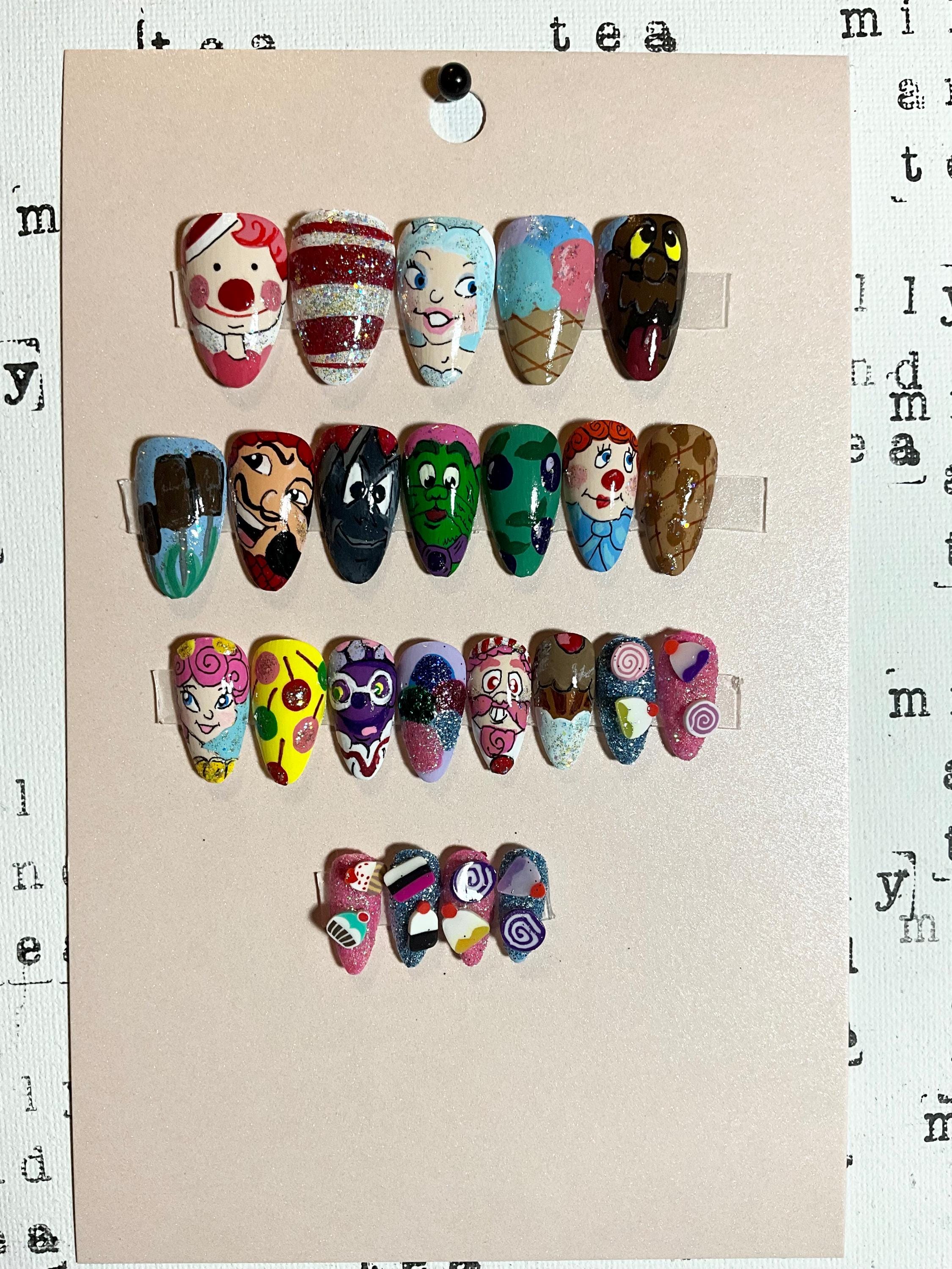 Candy Land: Hand Painted Press on Nail Set (24pc) - Etsy