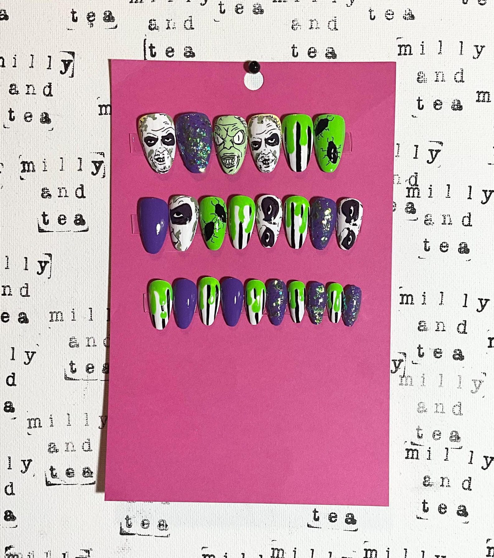 Beetlejuice: Hand Painted Press on Nail Set (24pc) - Etsy
