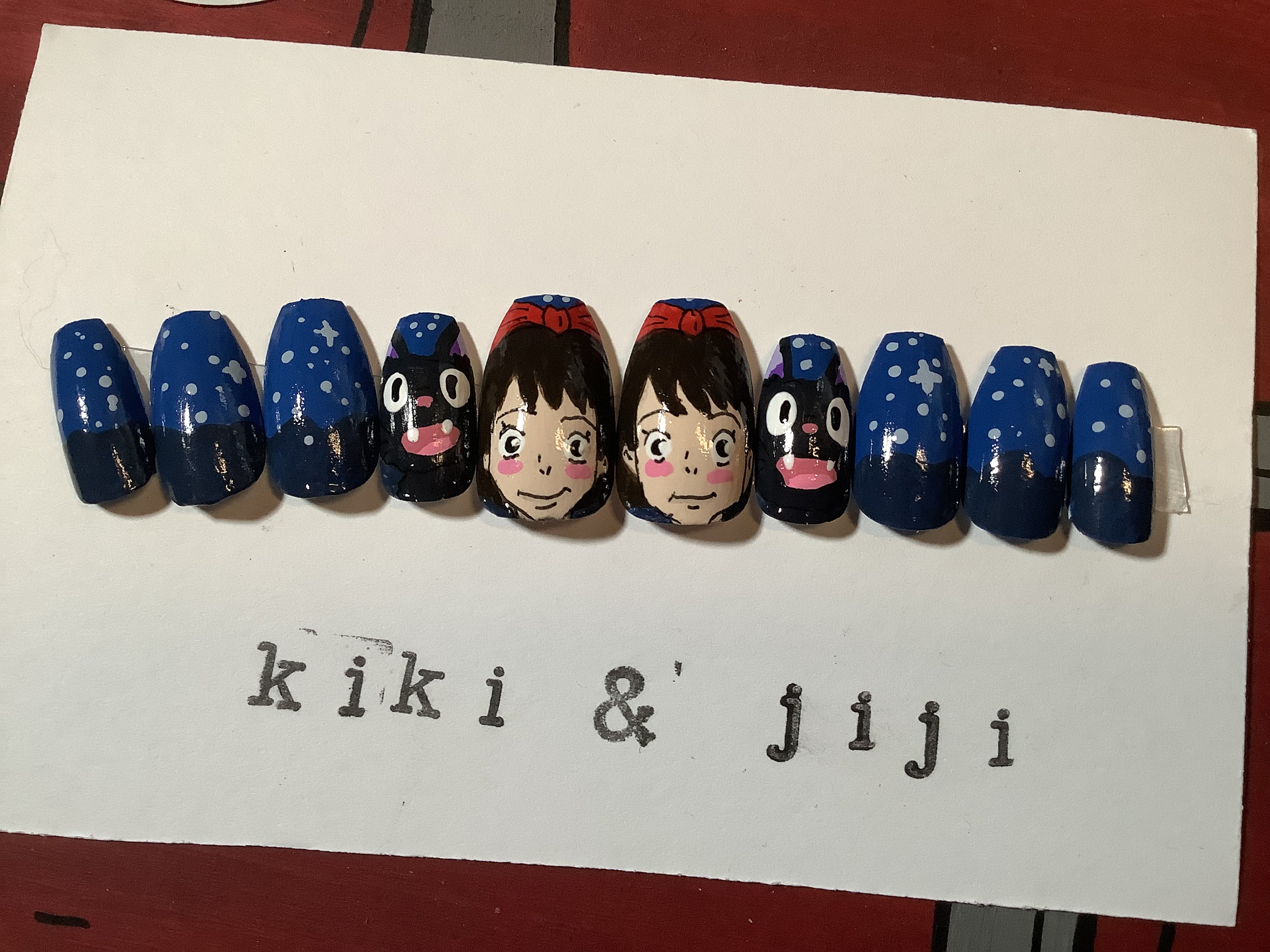 Kiki & Jiji Set: Custom Hand Painted Press-on Nails - Etsy
