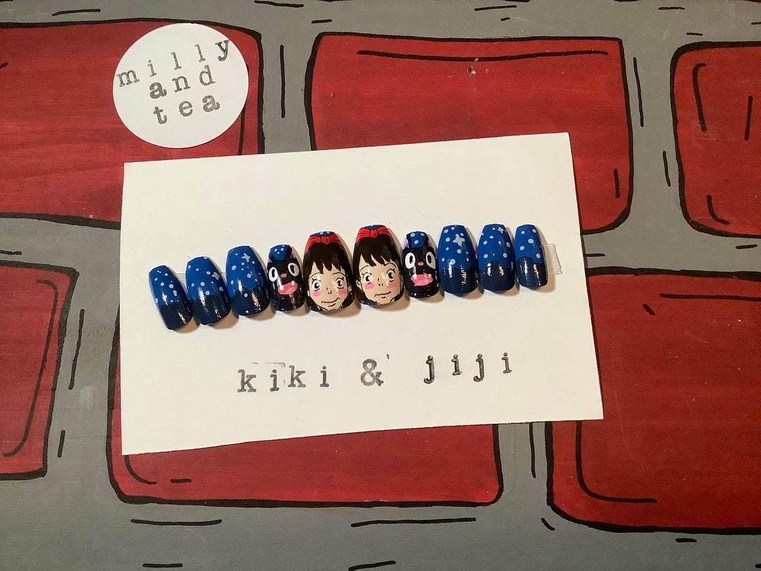 Kiki & Jiji Set: Custom Hand Painted Press-on Nails - Etsy
