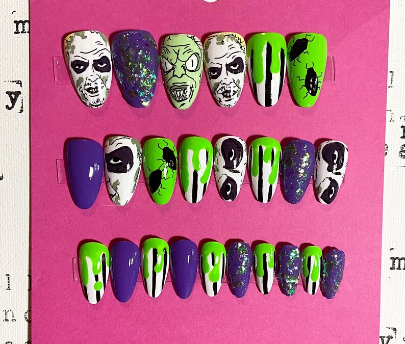 Beetlejuice: Hand Painted Press on Nail Set (24pc) - Etsy