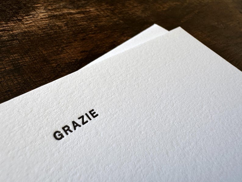 Grazie - Letterpress Thank You Cards - Etsy