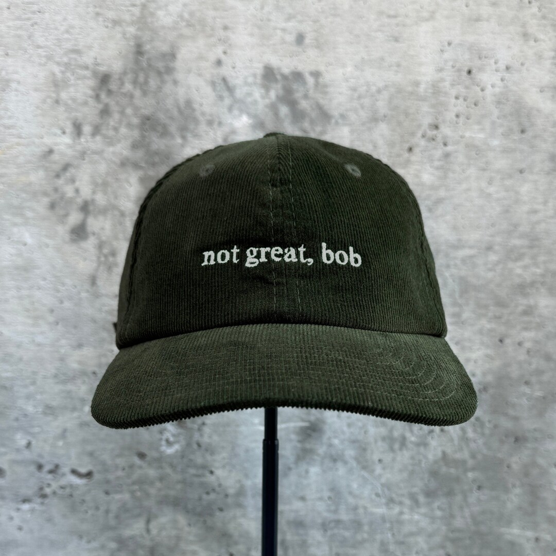 Not Great, Bob Corduroy Embroidered Hat Olive Green - Etsy