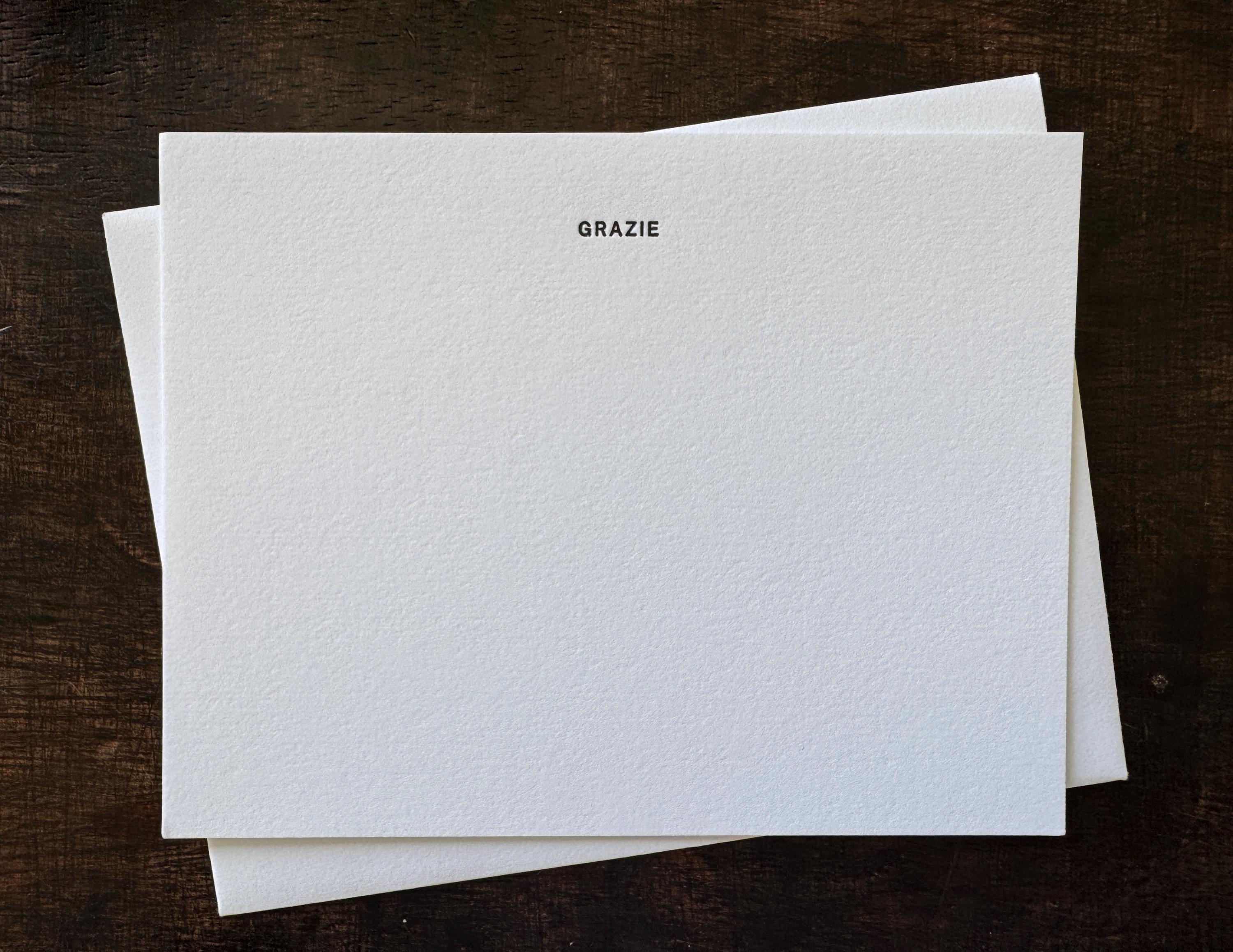 Grazie - Letterpress Thank You Cards - Etsy