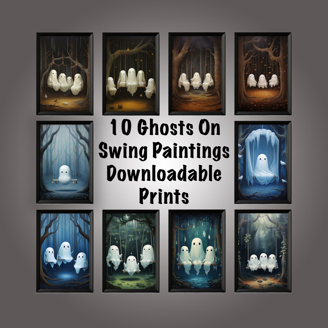 10 Halloween Ghost on Swing Downloadable Prints Ghosts on - Etsy