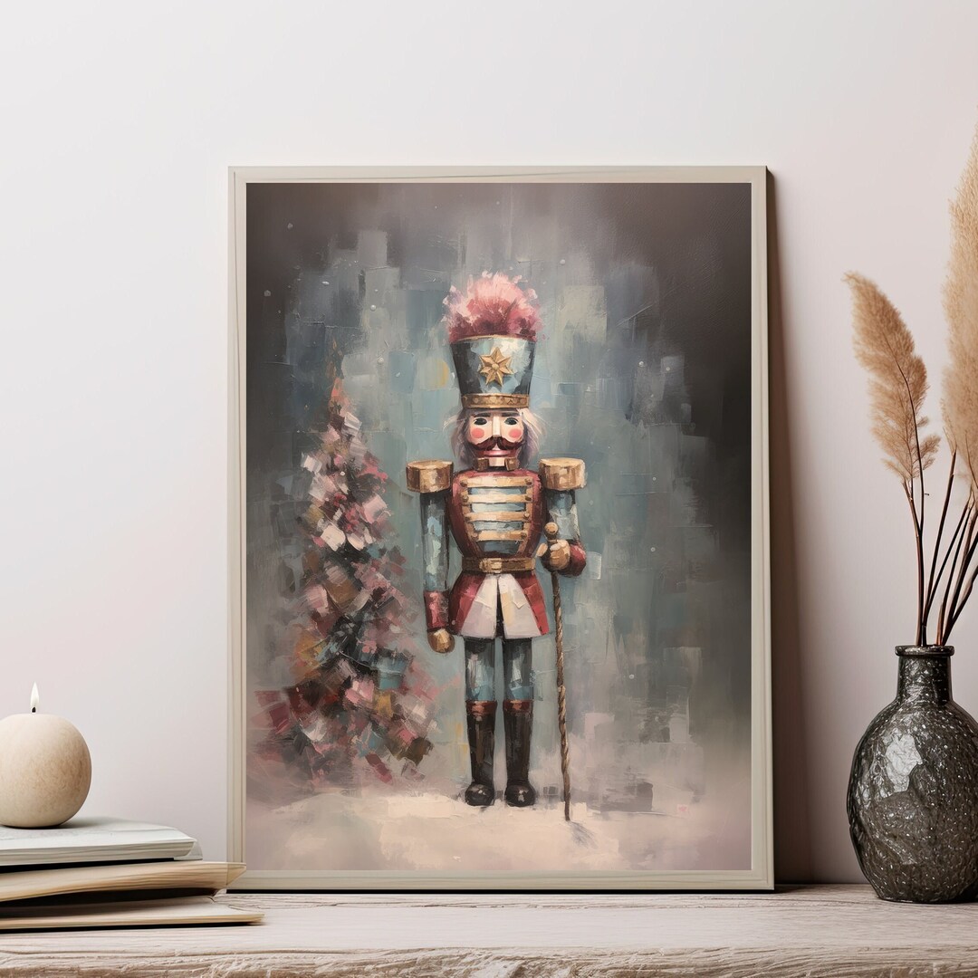 Classic Nutcracker Wall Art Print, Christmas Oil Painting, Vintage ...
