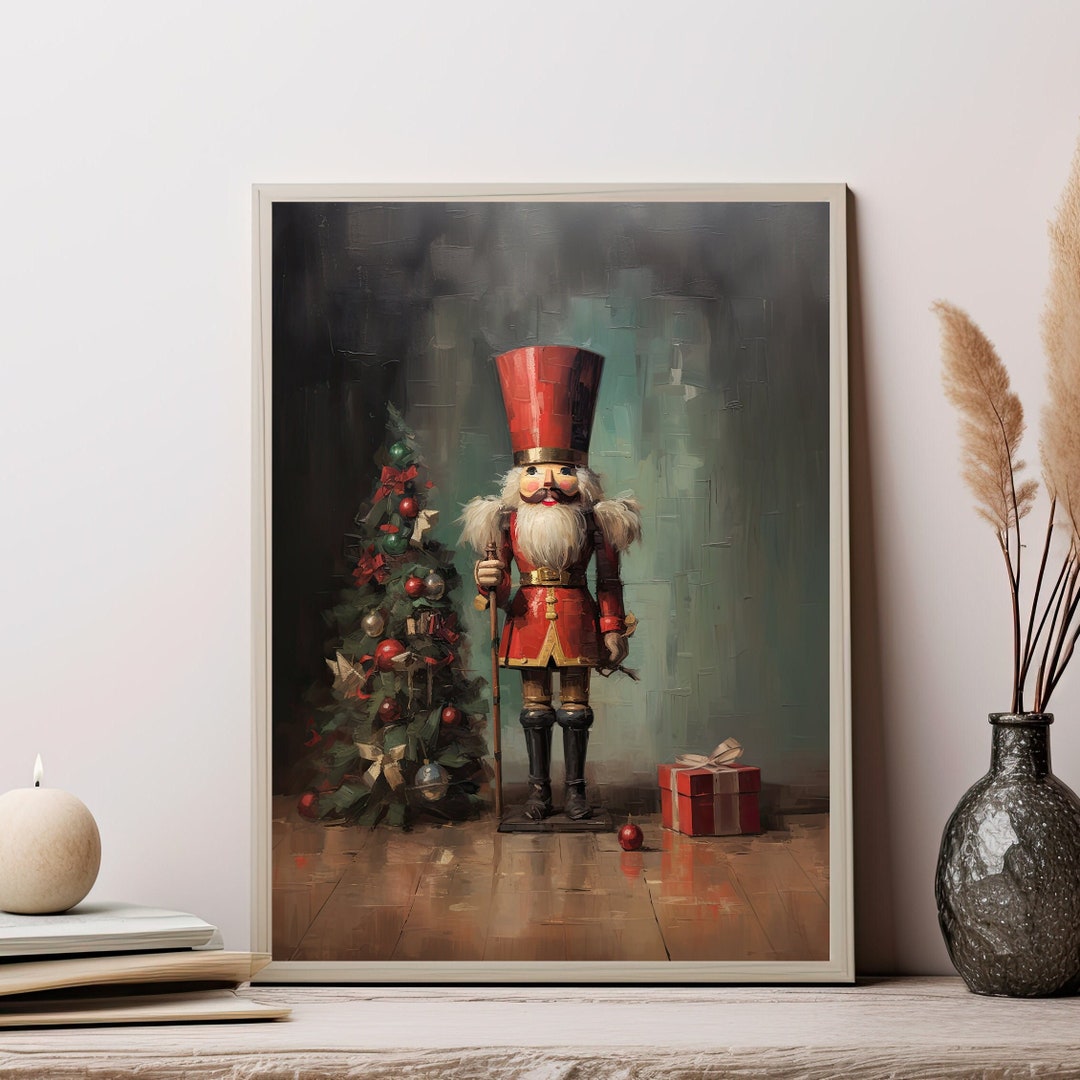 Proper Nutcracker Art Print, Christmas Oil Painting, Vintage ...