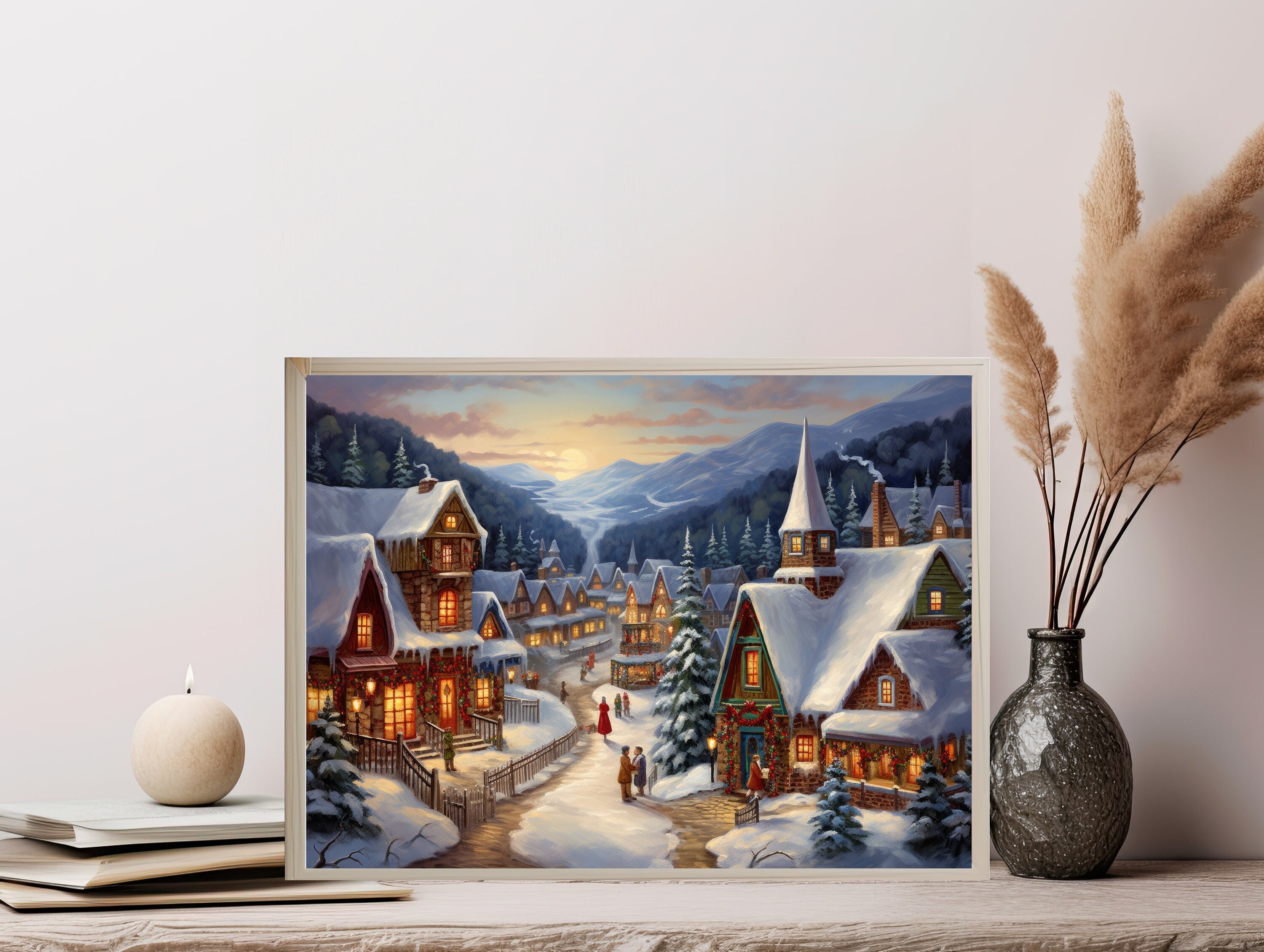 Bright Christmas Village Print Christmas Village Wall Art - Etsy Canada
