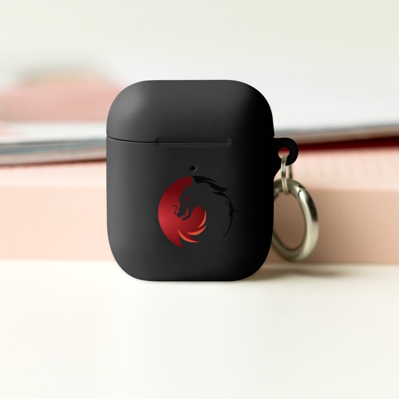 A Black Dragon Head With Red Circle Rubber Case for Airpods® - Etsy
