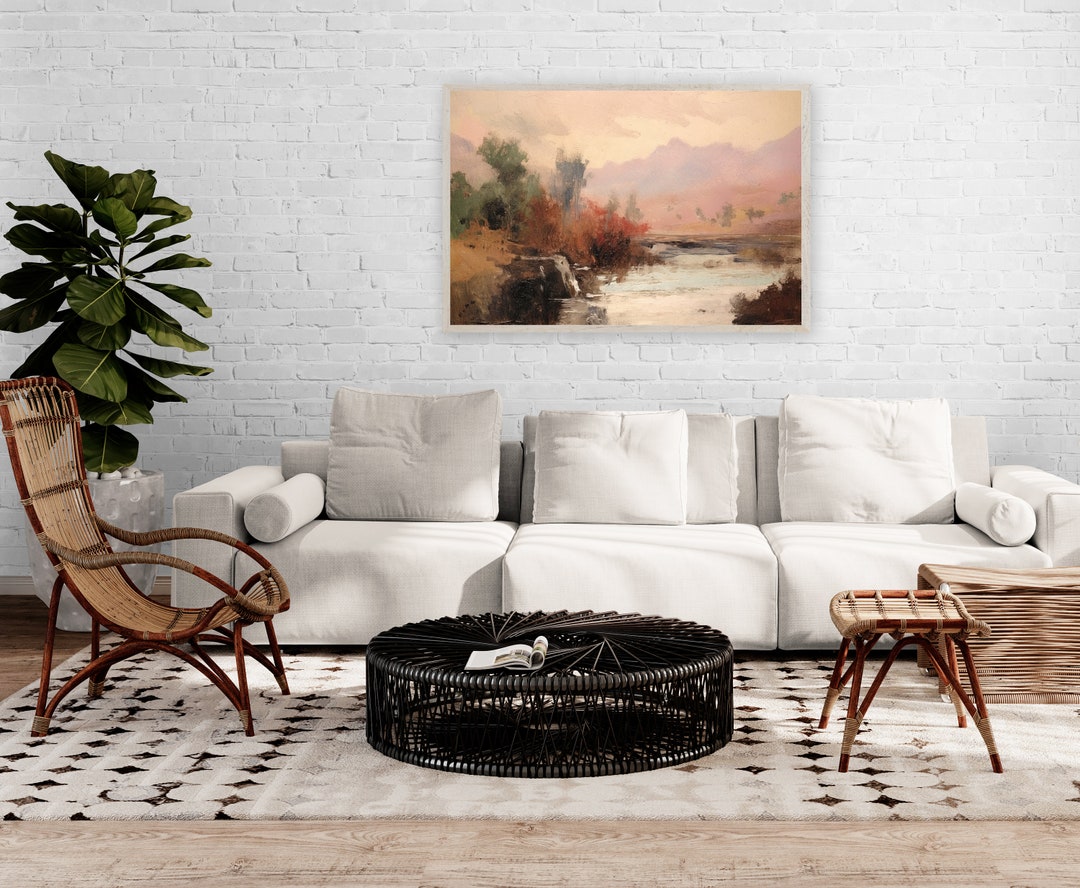 Printable Fine Art Dusk River Landscape Painting Vintage - Etsy