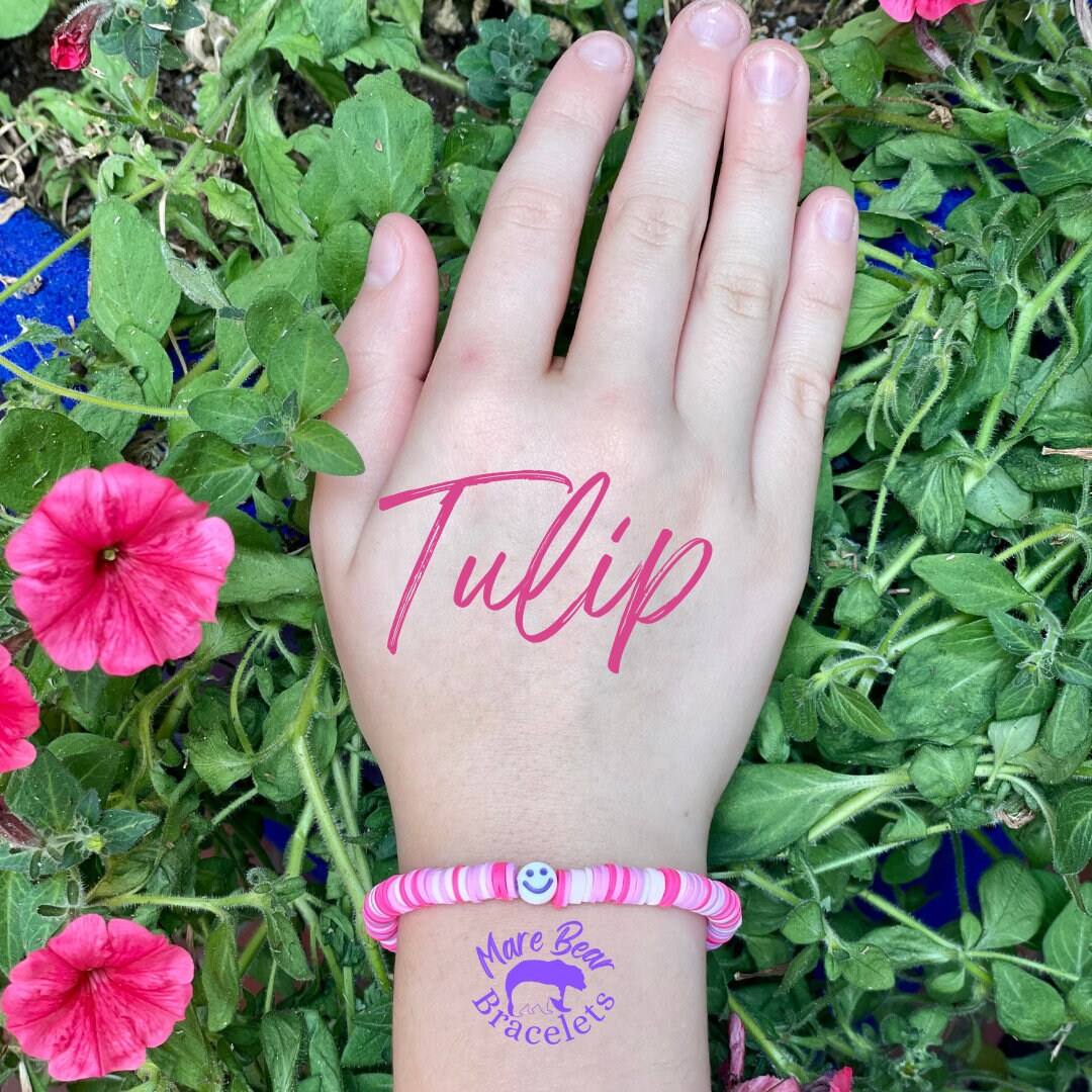 Tulip Clay Bead Bracelet - Smiley Clay Bead Bracelet - Etsy