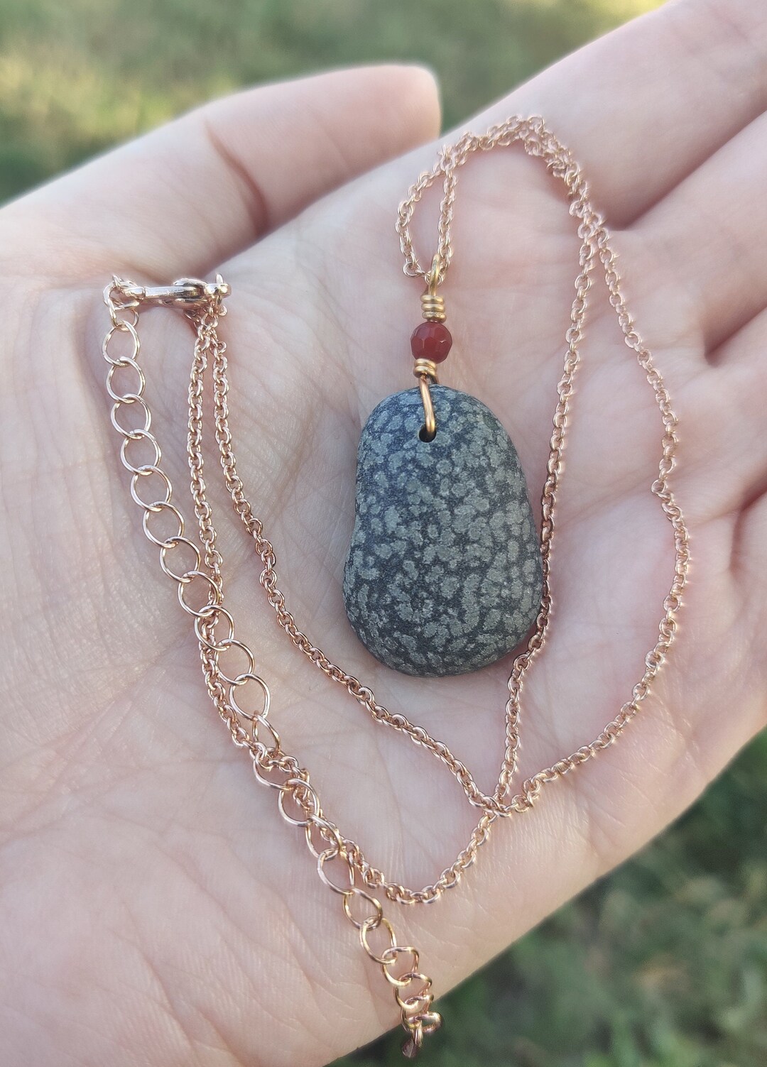 Speckled Basalt Pendant Necklace - Etsy