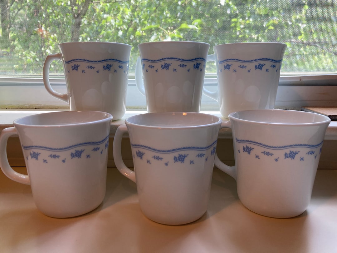 Corning Morning Blue Pattern Cups - Etsy